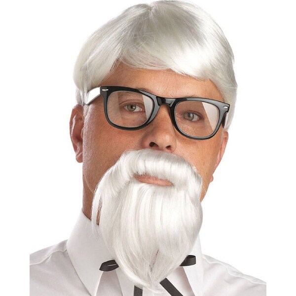 The Colonel Short White Wig and Moustache | Woolworths