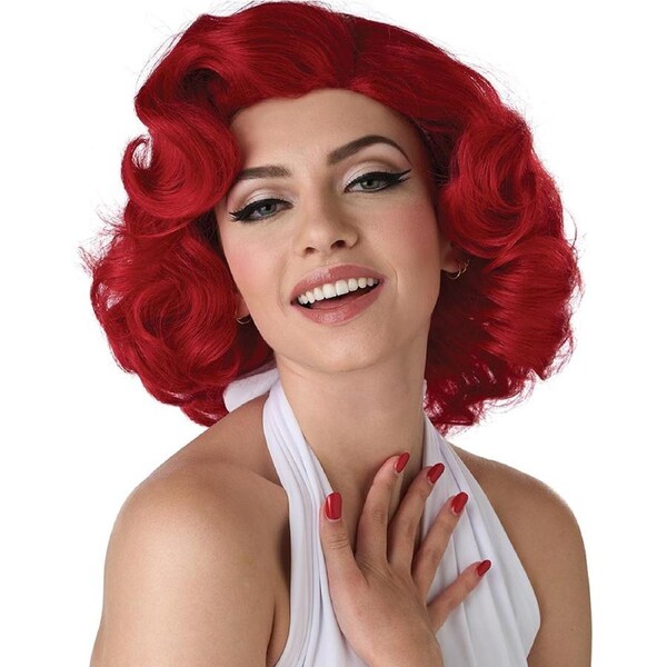 50s Hollywood Glamour Short Curly Red Wig | Woolworths