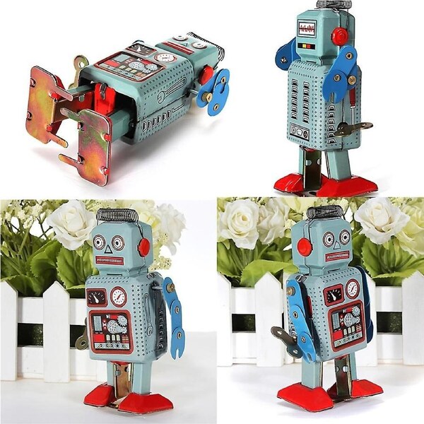 Wind Up Vintage Robot Table Desk Decor Retro Classic Clockwork Spring ...