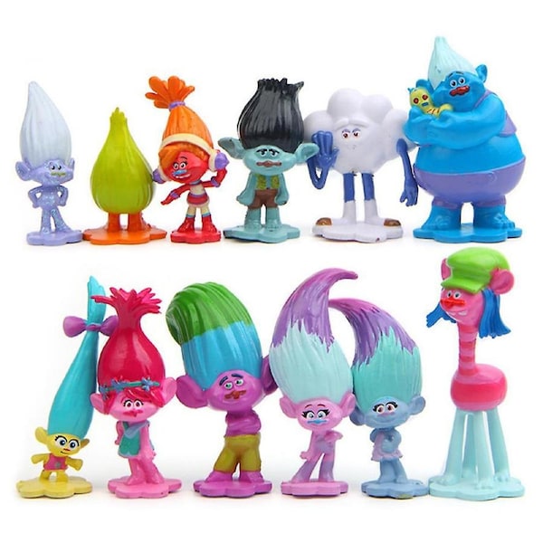 12 Pcs Troll Toys, Mini Troll Figure Toys Collectible Model Dolls Table ...