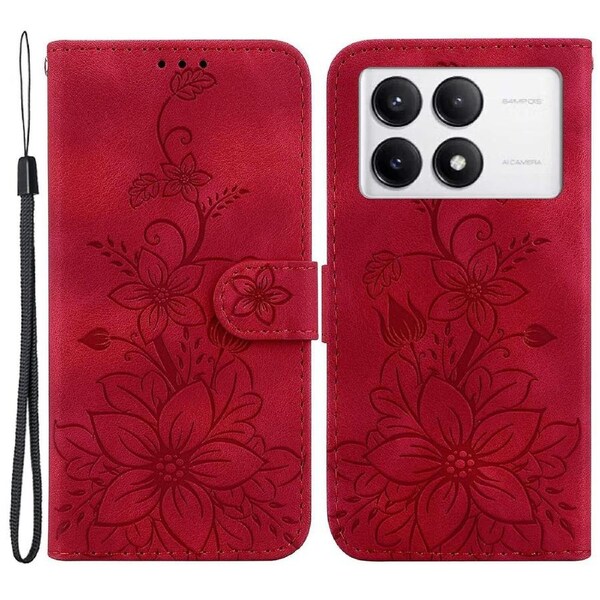 For Xiaomi Poco F6 Pro 5G/Redmi K70 5G/K70 Pro 5G Case Lily Flower PU ...