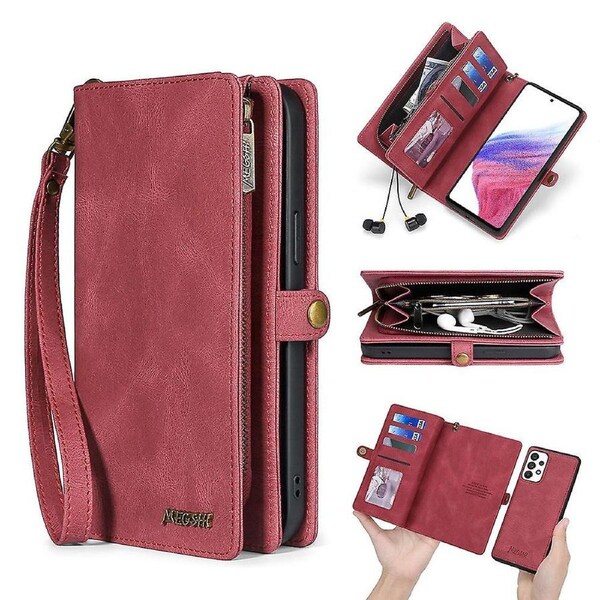 For Samsung Galaxy A33 5G Detachable Cover Zipper Wallet Flip Case with ...