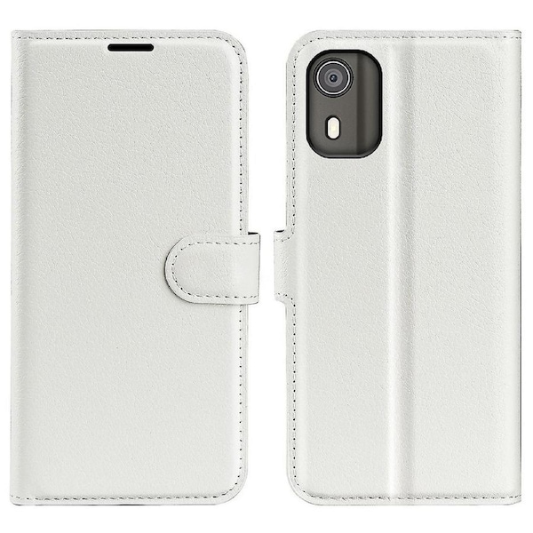 For Nokia C02 Litchi Texture Protective Phone Case Anti-drop Stand PU ...