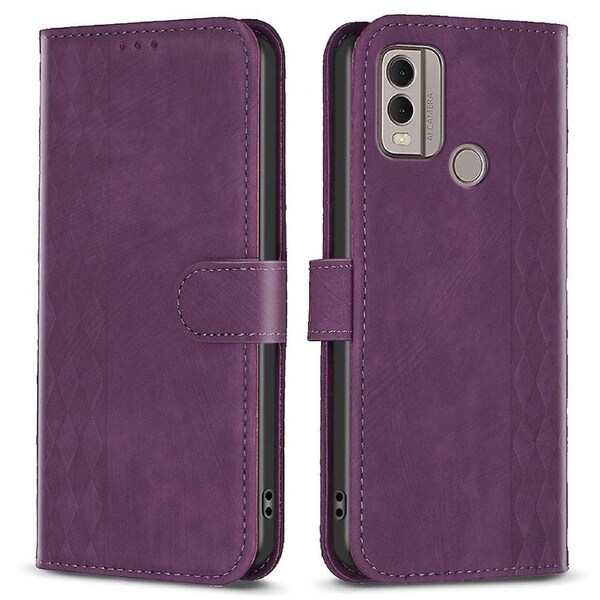 Phone Case for Nokia C22 Wallet Stand Shell Imprinting Grid Pattern ...