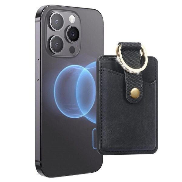 Magnetic Card Holder Ring Kickstand Retro Leather Card Pocket | Woolworths