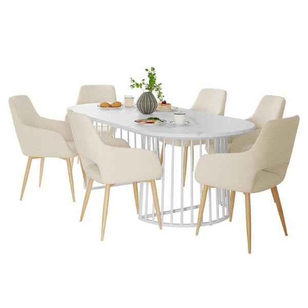 Devon Table and 6 Keith Dining Chairs Package - White White | Woolworths