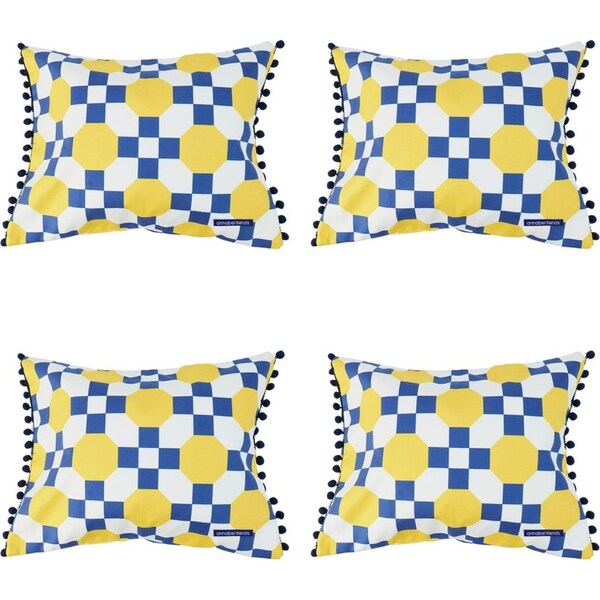 4x Annabel Trends Inflatable Beach Pillow w/ Pompom 36x28cm Rectangle ...