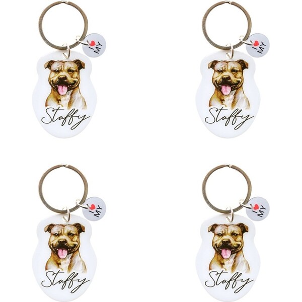 4x Splosh Pet Staffy Keyring Animal Keychain Hanging Bag Charm ...