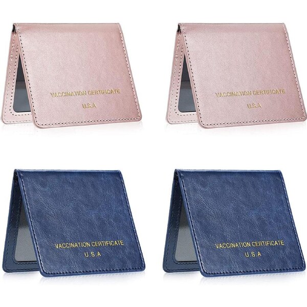 4 Pieces Vaccine Card Protectors Faux Leather Vaccine Card Holders PU ...