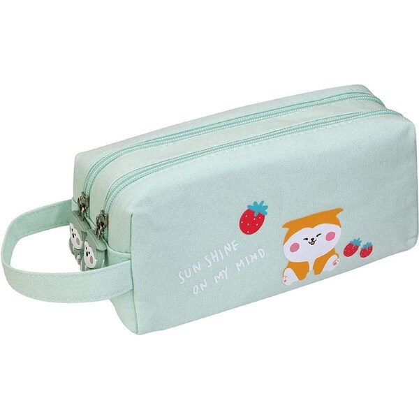 Cute Fox Pencil Pouch, Kawaii Large Capacity Green Pencil Case ...