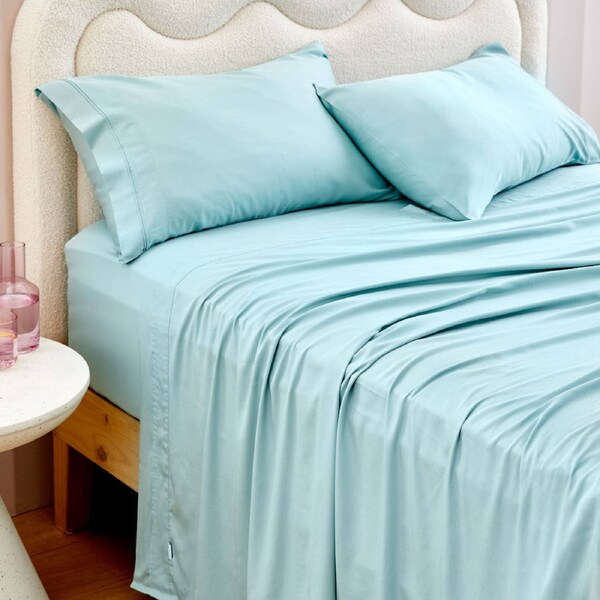 MyHouse Riley Bamboo Cotton Fitted Sheet - Jade - King Single | Woolworths