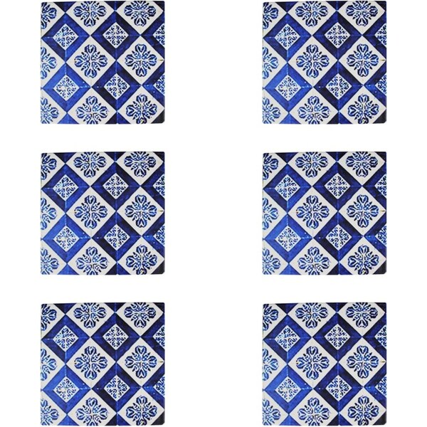 6x LVD Ceramic/Cork Trivet Valencia Tile Table Mat Home/Kitchen Decor 15cm Blue | Woolworths