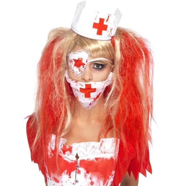 Halloween Bloody Nurse Headpiece Mask and Eye Patch Kit | Woolworths