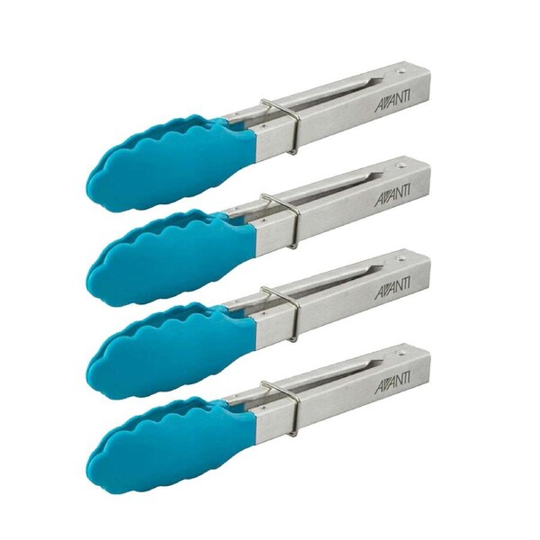 4x Avanti 18cm Stainless Steel Mini Tongs Cooking Utensil w/ Nylon Head ...