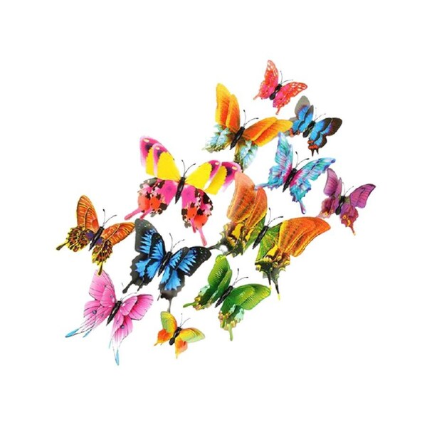 Sticker Decals Butterfly Shape Magnetic PVC 3D Stereo Refrigerator ...