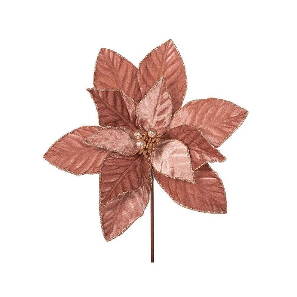Rose Gold Velour Poinsettia Christmas Tree Pick 29cm | Woolworths