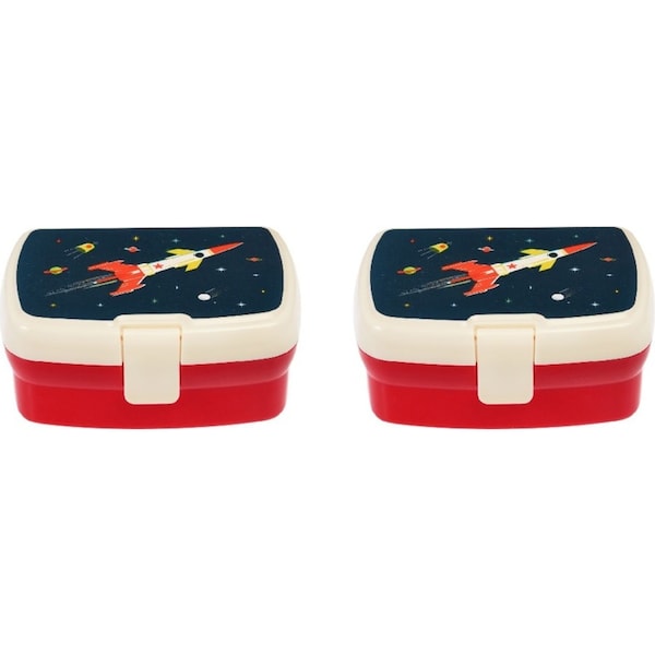 2x Rex London Kids/Children Plastic Food Lunch Box Rectangle 17x13cm ...