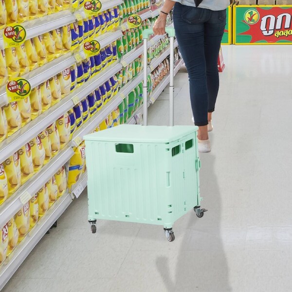 Traderight 65L Foldable Shopping Trolley Camping Cart Grocery Basket ...