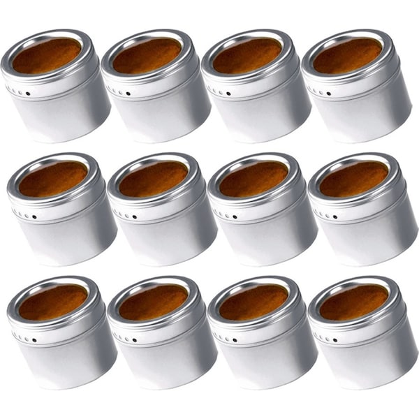 12x Appetito Magnetic Spice Cans w/ Window Home/Kitchen Food Storage ...