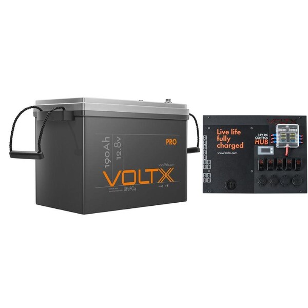 VoltX 12V 190Ah Lithium Battery + Control Box 4x USB | Woolworths