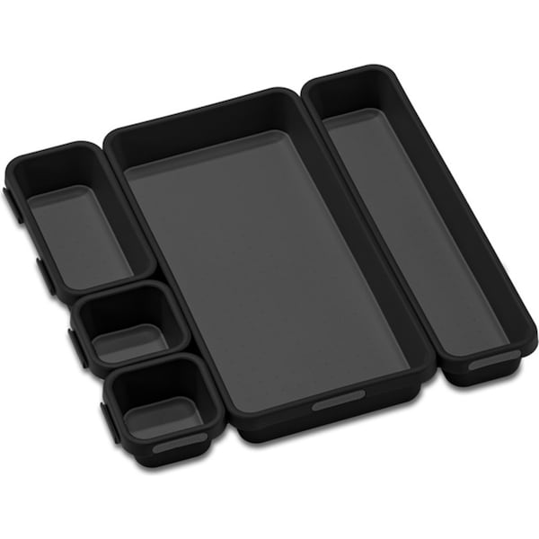 Madesmart 5 Piece Classic Large Interlocking Bin Pack Organiser ...