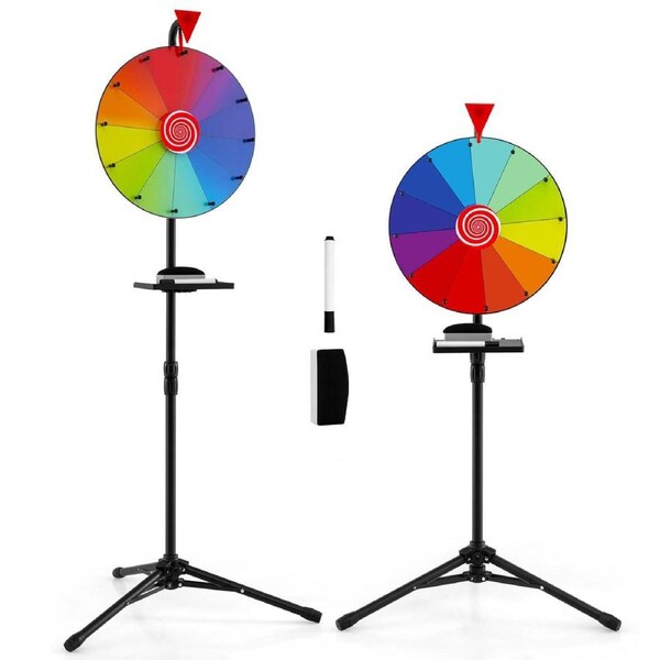 Costway Prize Wheel Adjustable Wheel Spinner w/Folding Tripod Editable ...