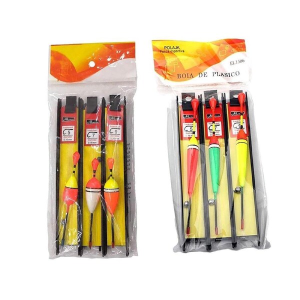 6Pcs Fishing Floats Set Fishing Bobber Hook Kits Straight Column Water ...