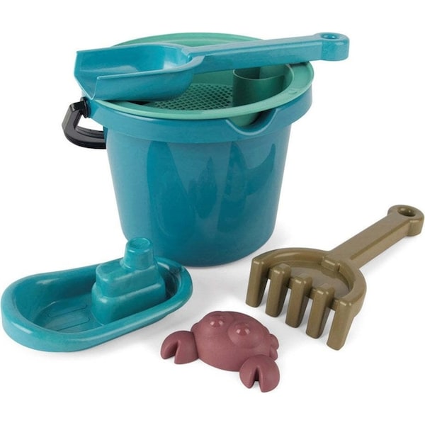6pc Dantoy Blue Marine Toys Bucket Set w/ Cotton Net Kids Sand Pit Toys ...