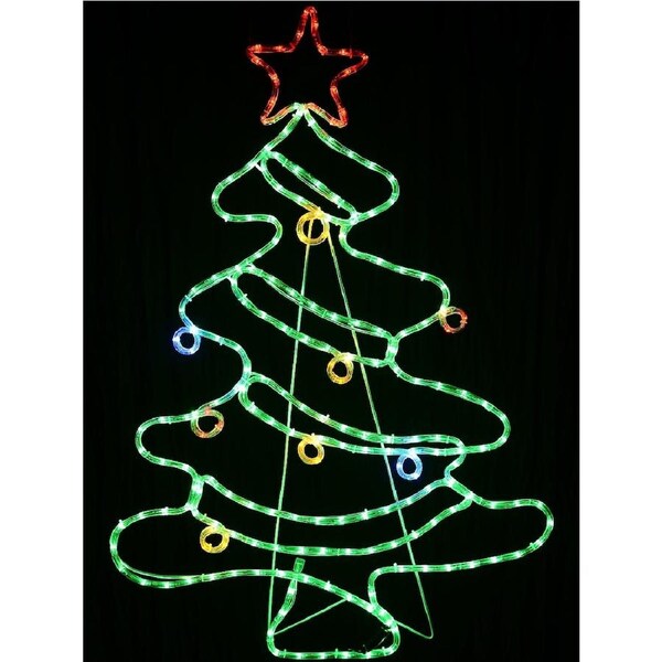1.1m Green Christmas Tree With Multi Colour Decorations LED Light ...