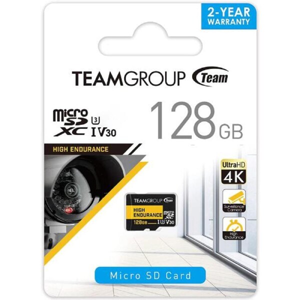 Team Group HIGH ENDURANCE 128GB Micro SDXC UHS-I U3 V30 4K 100MB/s ...