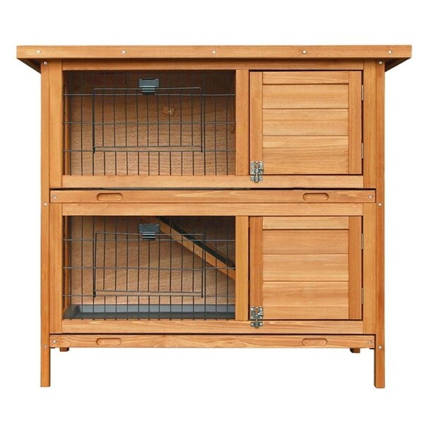 Rabbit Hutch Guinea Pig Cage 2 Storey Wooden Pet Home Fir Wood 91 ...