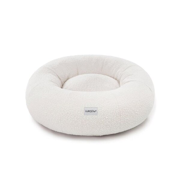 Kyra Medium Boucle Plush Pet Bed in Light Beige | Woolworths