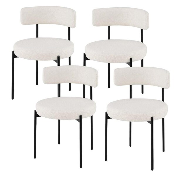 Costway 4pcs Lamb wool dining chairs Upholstered Bar Stool Set Counter ...