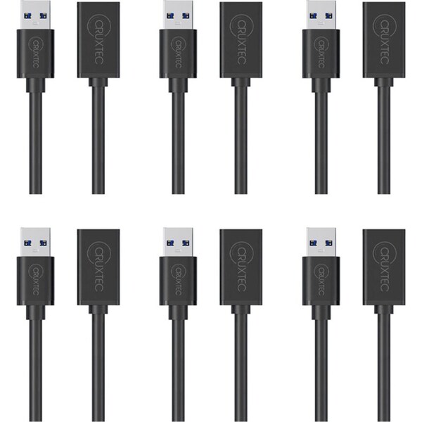 6x Cruxtec USB-A Male to USB-A Female Universal Extension Cable Cord 5m ...