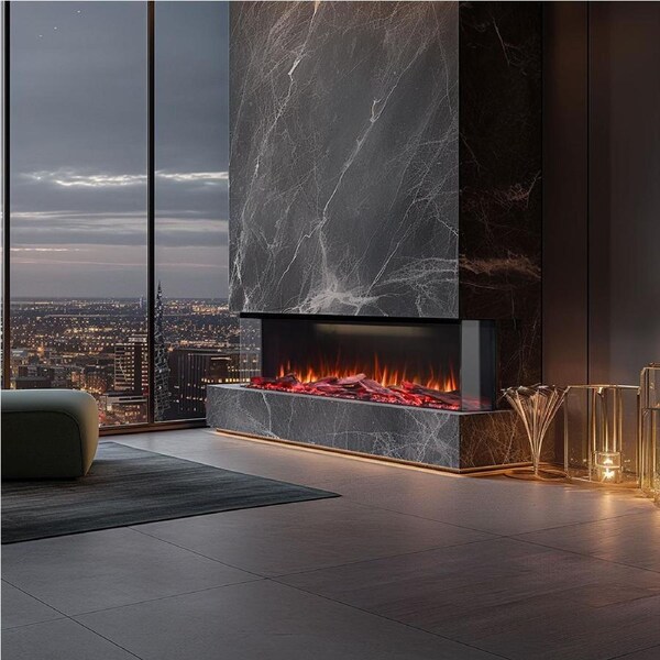 Cascade 1600W 3-Sided 50 Inch Extra Deep Electric Fireplace | Woolworths