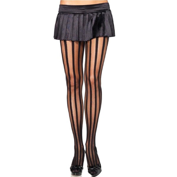 Black Sheer Stockings with Opaque Vertical Stripes | Woolworths