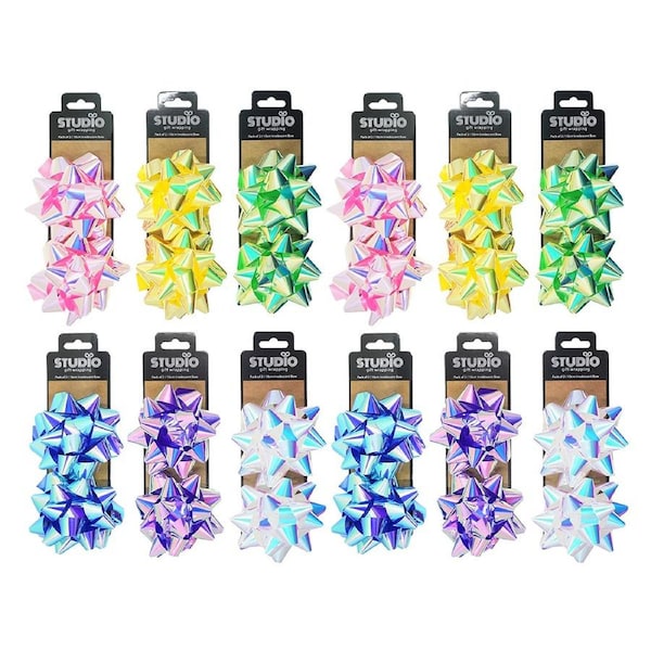 24pc Studio Gift Wrapping 10cm Iridescent Bow Home Party Decor Assorted ...