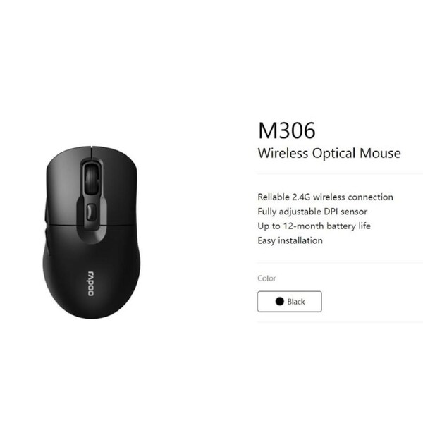 [M306] Rapoo 2.4 Wireless Optical Mice with Side FWD and Back Buttons ...