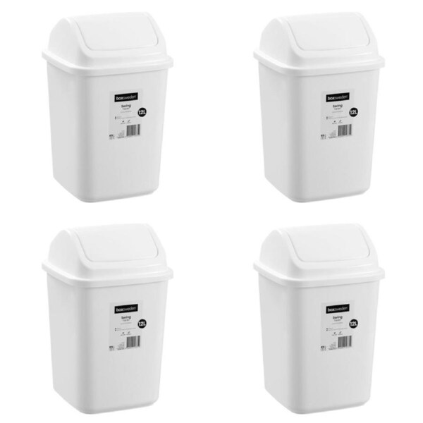 4x Boxsweden 12/38cm Swing Top Bin Trash Garbage/Waste Storage ...