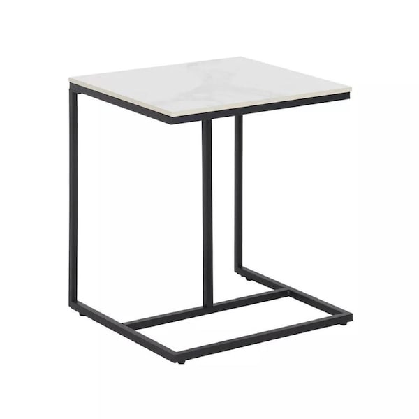 Fin Heavy Duty Glossy Slate Stone End Table Laptop Workstation Living ...