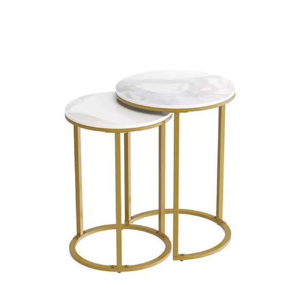 Fin Set Of 2 Round Slate Marble Nesting Side Table Coffee Corner Tables ...