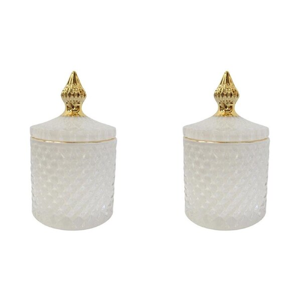 2x LVD Glass Cruz Trinket Box Storage Home Tabletop Decor Round 10cm ...