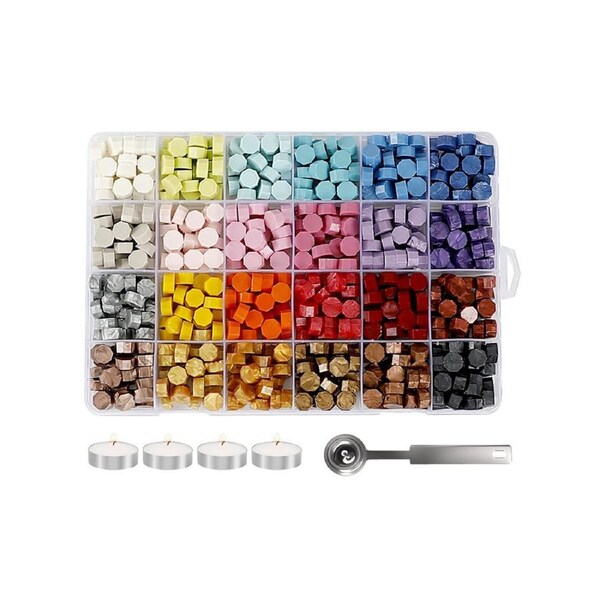 Wax Seal Kit 600pcs Sealing Wax Beads with 1pc Wax Melting Spoon 4pcs ...