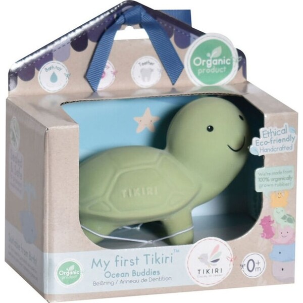 Tikiri 5cm Boxed Ocean Buddy Rubber Turtle 97510 Baby Rattle Toy 0m ...