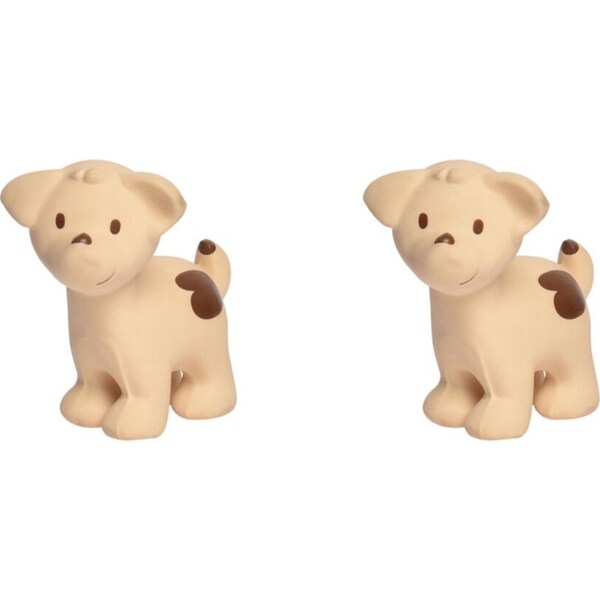 2x Tikiri 10.5cm Farm Animal Rubber Puppy 95006 Baby Sensory Toy 0m ...