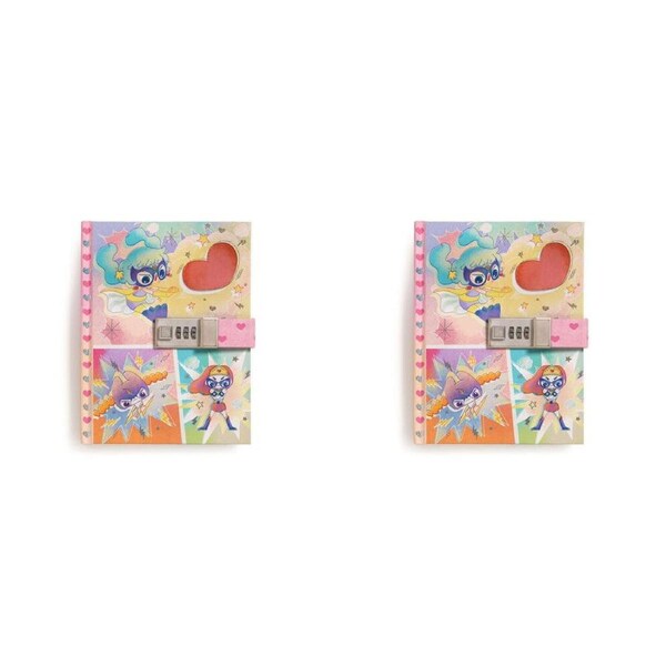 2x Djeco Lam Notebook/Journal w/ Combination Code Lock 15x20cm Kids ...