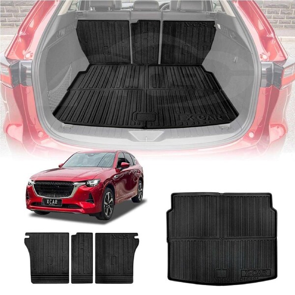Boot Liner Set for Mazda CX-60 CX60 2023-Onwards All Weather Heavy Duty Car Trunk Back Seat ...