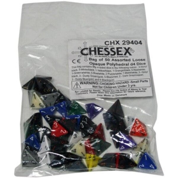 BULK D4 Dice Assorted Loose Opaque Polyhedral (50 Dice in Bag) | Woolworths