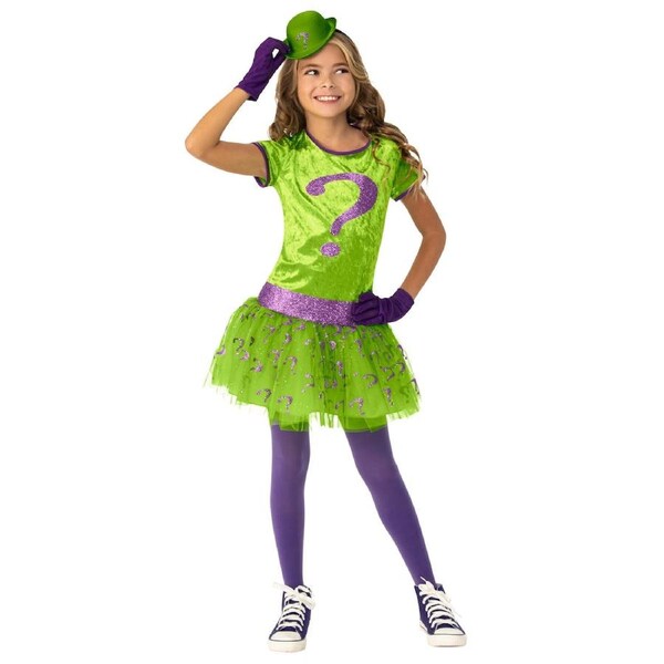 Dc Comics The Riddler Deluxe Tutu Girls Fancy Dress Up Costume 6-8 ...