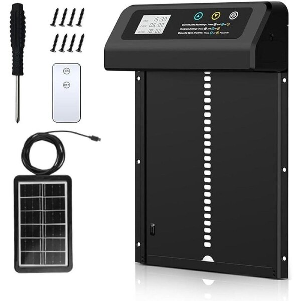 YES4PETS Automatic Aluminum Chicken Coop Door Timer Solar Panel Remote ...